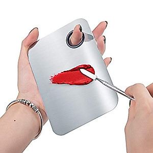ALIOBC Makeup Mixing Palette, Upgrad Stainless Steel Metal Mixing Tray with Spatula Artist Tool for Mixing Foundation Nail-Art