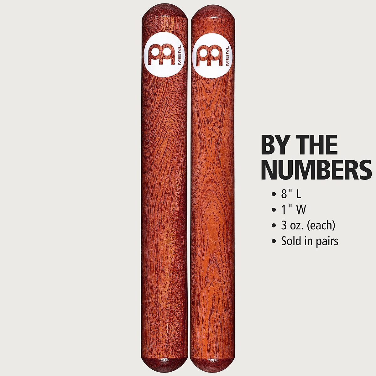 Meinl Percussion Select Hardwood Claves Musical Instrument Sticks — NOT Made in China — for Live, Studio and Classrooms, 2-Year Warranty (CL1RW)