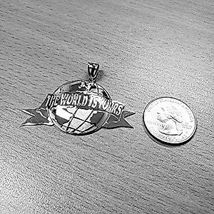 LA BLINGZ Sterling Silver THE WORLD IS YOURS Globe Pendant