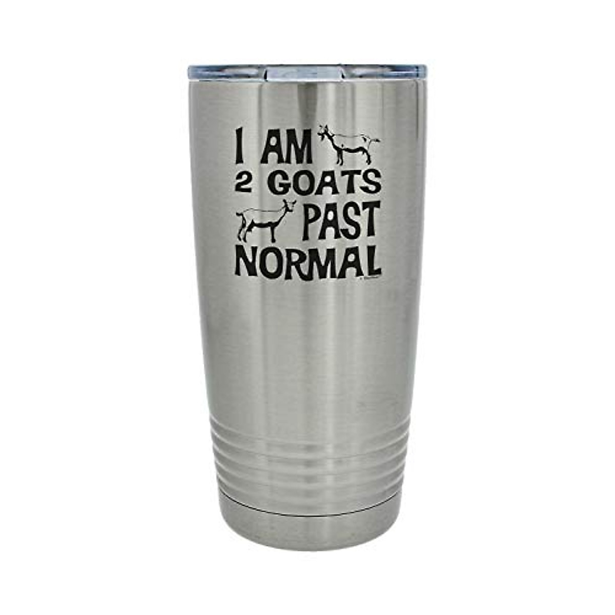 ThisWear Gifts For Goat Lovers I Am 2 Goats Past Normal 20oz. Stainless Steel Insulated Travel Mug With Lid Silver