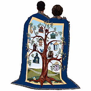 Pure Country Weavers Birdhouse Tree Blanket - Bird Garden Floral Gift Tapestry Throw Woven from Cotton - Made in The USA (72x54)