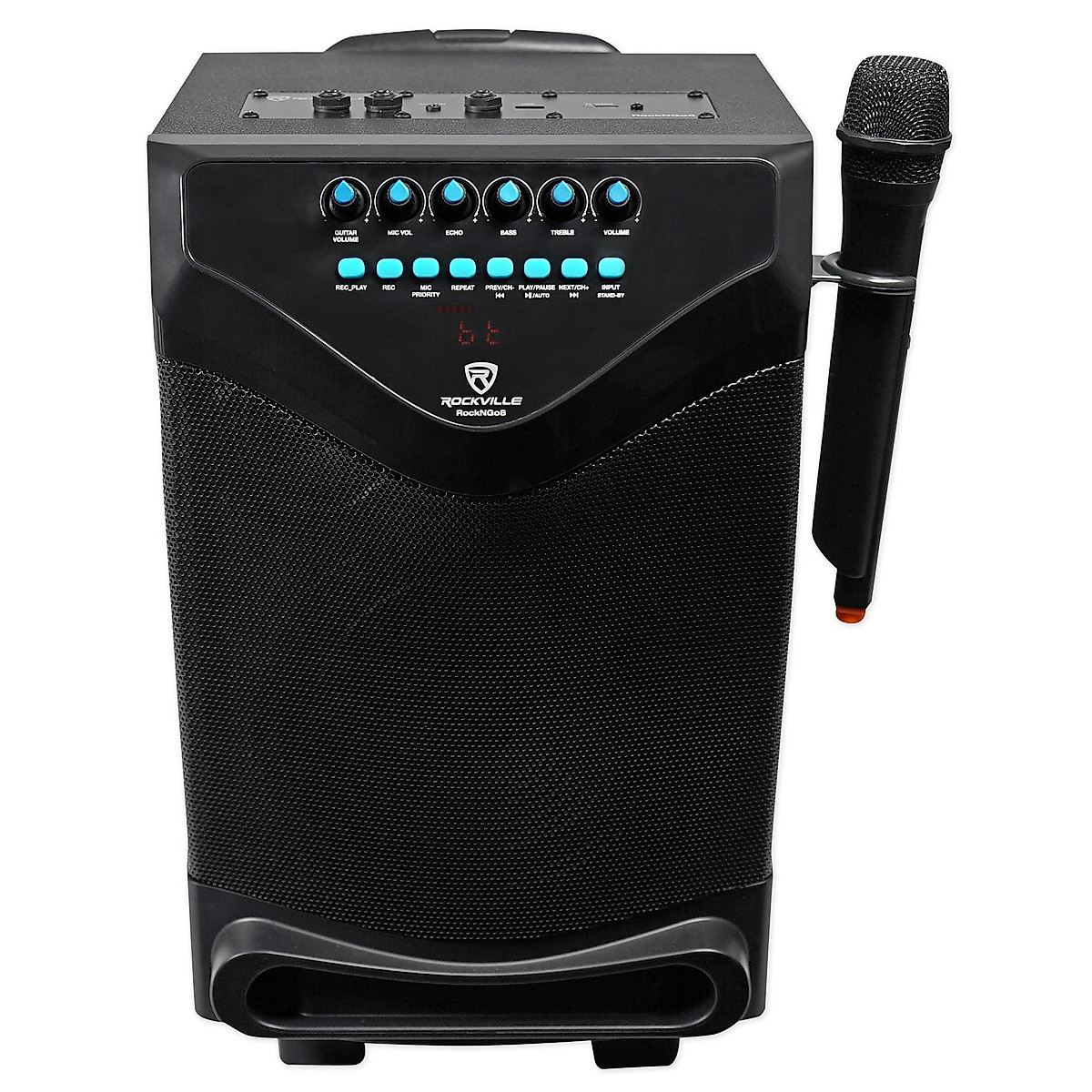 Rockville ROCKnGo 8" Rechargeable PA Speaker w/Bluetooth+Headset+Wireless Mic