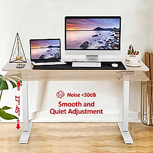 farexon Electric Height Adjustable Standing Desk, 55 x 24 inch Stand Up Desk Workstation, Home Office Computer Sit Stand Desk with Memory Preset, Solid Slab Classic, Oak