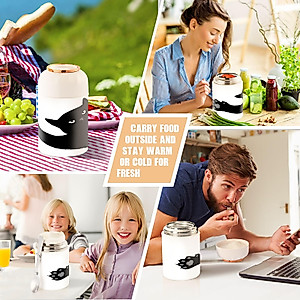 CUPADA Cat Paw Food Jar for Hot and Cold, Black Cat Insulated Food Jars Vacuum 17OZ with Folding Spoon for Work Trip Picnic Camping