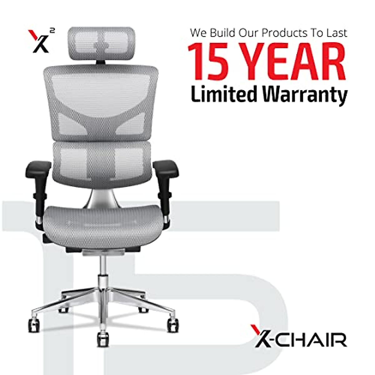 X-Chair X2 Management Task Chair, White K-Sport Mesh Fabric with Headrest - Ergonomic Office Seat/Dynamic Variable Lumbar Support/Floating Recline/Highly Adjustable/Perfect for Long Work Days