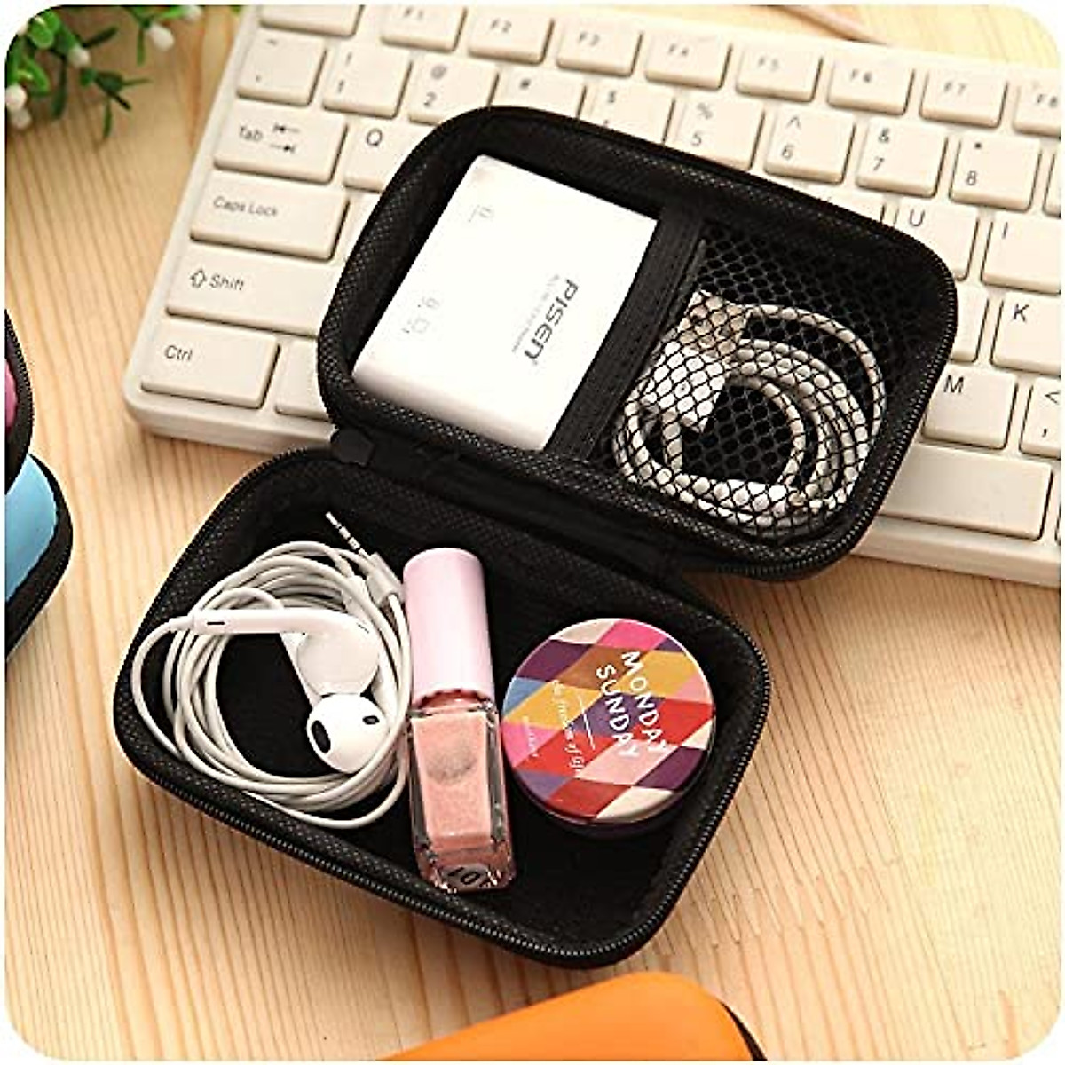 ZOSTLAND Cute Blue Alien ET Portable Storage Box, Electronics iPhone Accessories Organizer Bag EVA Carrying Case for Earphone Earbuds Wireless Headset U Disk Coin Key Earphone (Medium Stitch)