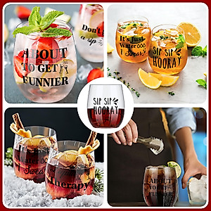 Zhehao 20 Pcs Funny Stemless Wine Glasses 12oz Disposable Party Funny Cups Clear Acrylic Shatterproof Wine Cups Sip Hooray Printed Glasses for Indoor Outdoor Party Beach Wedding Whiskey Cocktail