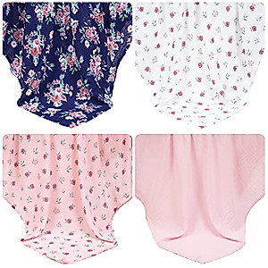 david's kids 4 Pack Baby Muslin Swaddle Blankets, 100% Cotton Swaddling Blankets Wrap for Girls, Ultra Soft Breathable Receiving Blanket, New Born Essentials, Floral Flowers/Pink