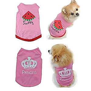 Dog Clothes for Small Girl Dogs Kitten Female Shirts for Pet Cat Apparel Clothing Pattern Tshirt 3 Pack