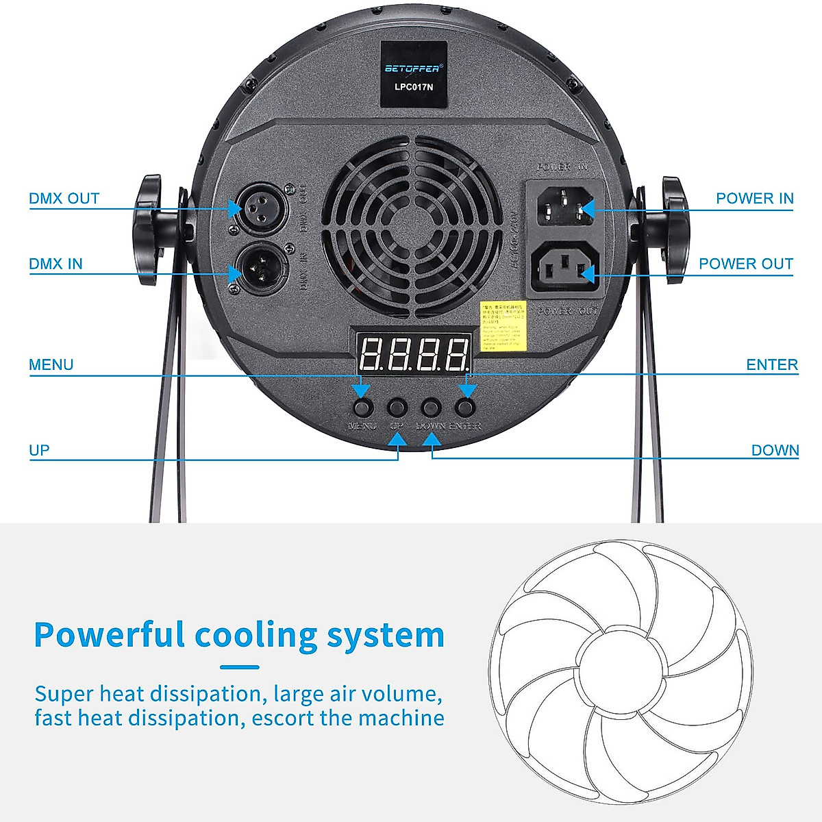 BETOPPER DJ Par Lights, 54 LEDs Upgrade Stage Lights, DMX Controlled Sound Activated Auto Play Uplights for Party Wash Lighting (2 Packs)