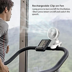 FIELDSKY Small Oscillating Desk & Clip Fan Portable Table Fan USB Rechargeable Battery Powered Quiet Personal Fan Dual Adjustable Angle Desktop Air Circulate Fan with 4 Speed