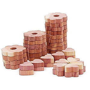 Wahdawn Aromatic Cedar Blocks for Clothes Storage, 100% Natural Cedar Hanger Rings & Hearts Blocks, Storage Accessories Closets & Drawers (40)