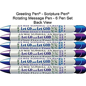 Greeting Pen Serenity Prayer Inspirational Purple and Blue Pens with Rotating Messages 6 Pack (36025)