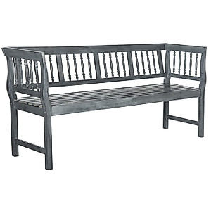 Safavieh PAT6732B Outdoor Collection Brentwood Bench, Ash Grey