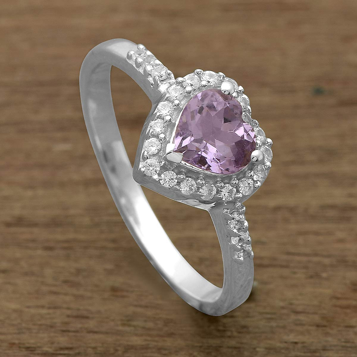 Shine Jewel Heart Cluster Ring! Natural Purple Amethyst 5 MM Heart Cluster Ring (6)