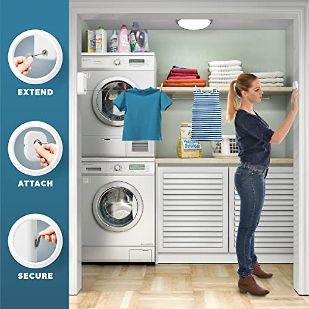 Bartnelli Premium Retractable Clothesline | Heavy Duty Retracting Rope Line for Clothes or Laundry, Perfect for Indoor or Outdoor Use and Travel or Camping Can Hold Upto 50 Pounds of Wet Clothing