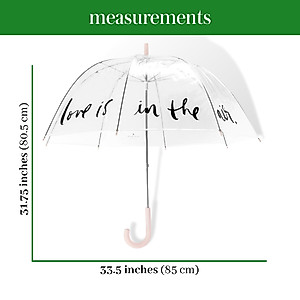 Kate Spade New York Clear Umbrella for Rain, Large Bubble Umbrella for Weddings, Love Is In The Air