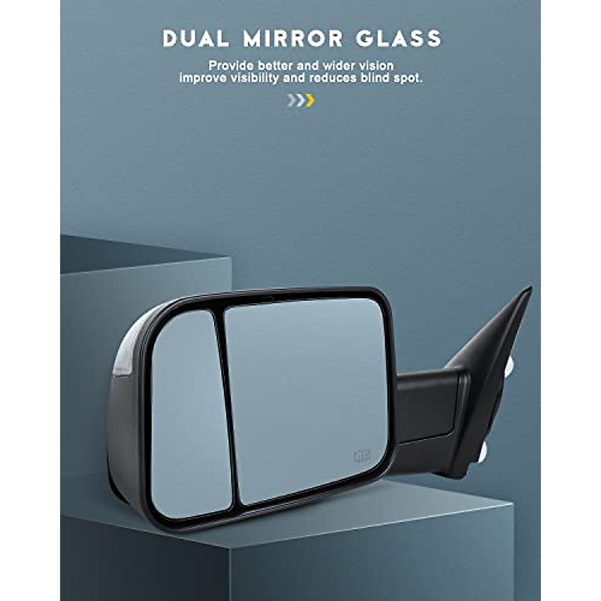 OCPTY Tow Mirrors Power Heated Left Driver Right Passenger Side Towing Mirrors Fit for 2009-2010 for DODGE for Ram 1500 2011-2016 for Ram 1500 2500 3500 with Turn Signal Puddle Light with Black