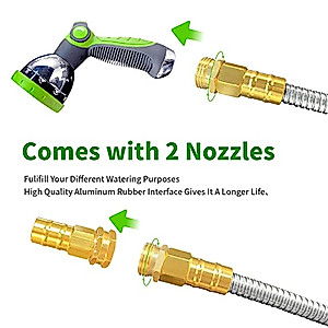 Cromtac Stainless Steel Hose 304 Wide Diameter with Multifunctional Metal Spray Gun Solid Metal Portable and No Kinks (100)