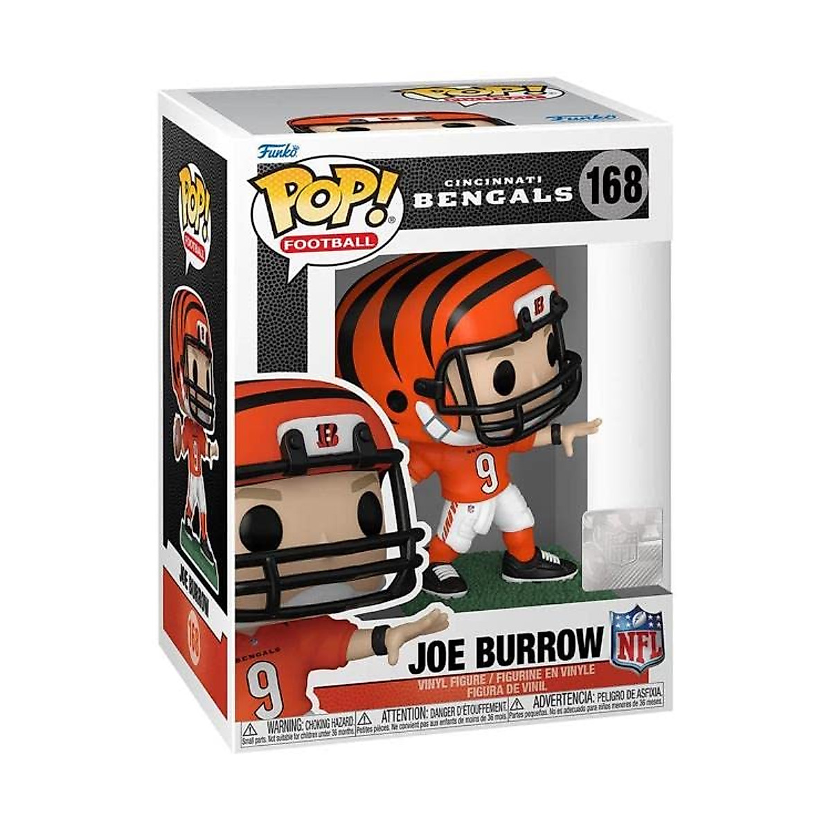 POP Football: Bengals - Joe Burrow Funko Vinyl Figure (Bundled with Compatible Box Protector Case), Multicolor, 3.75 inches