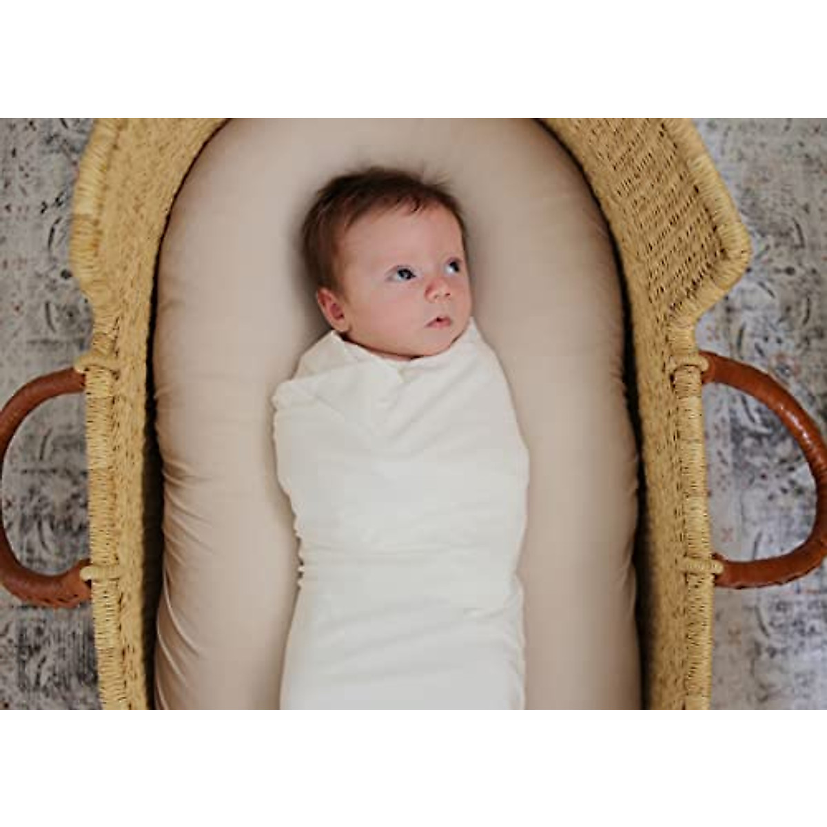 Marlowe & Co Premium Knit Viscose from Bamboo Swaddle Blanket, 47in x 47in (Cloud White)