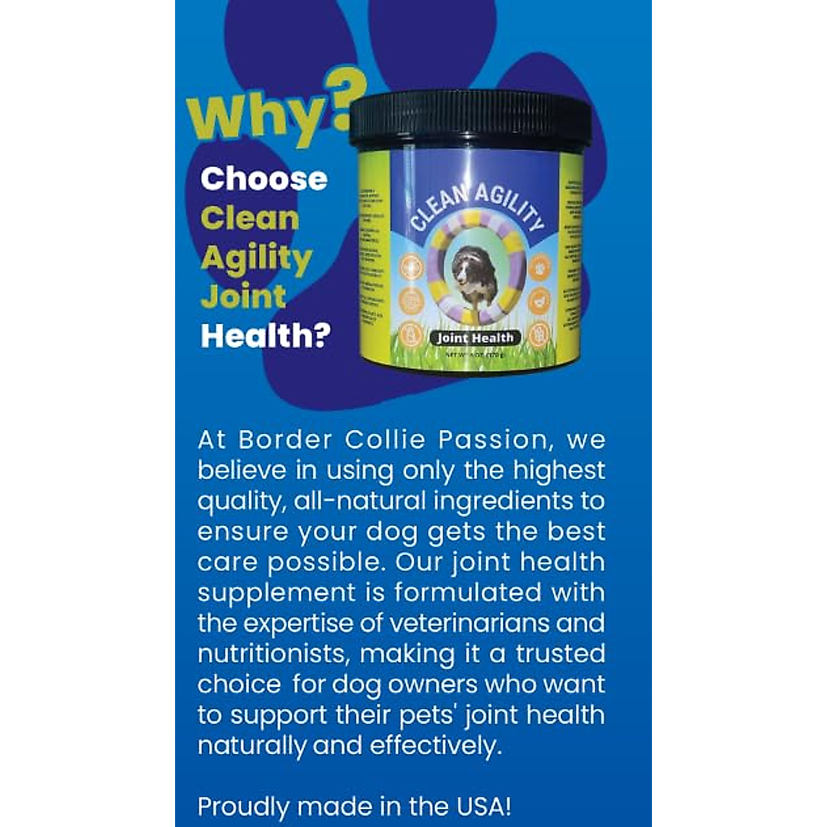 Clean Agility Joint Health for Dogs - The Most Effective Hip and Joint Supplement Available - Formulated with Veterinarians, Glucosamine, Chondrointin, MSM, Turmeric (Soft Chew)