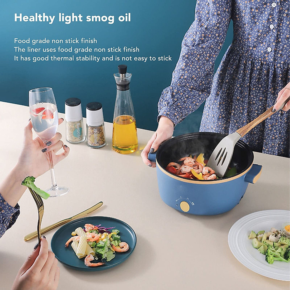 800W Electric Cooker 2.5L 3 Speed Control Single Layer,Multifunction Electric Skillet for Stir Fry, Roast, Ramen Cooker with Dual Power Control for Dorm, Electric Stock PotMultifunctional(#1)