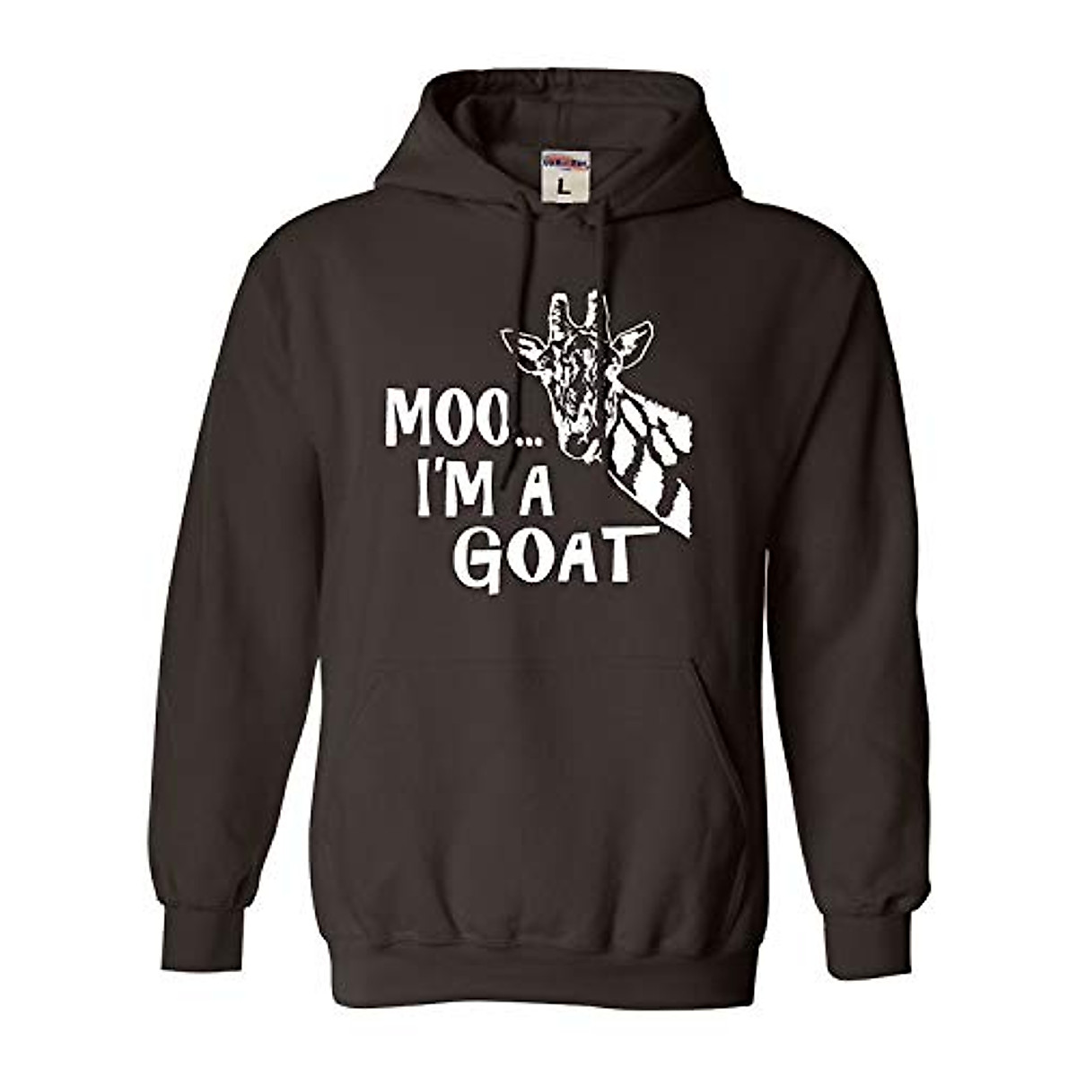 Go All Out Medium Chocolate Adult Moo....I'm A Goat Funny Animal Sweatshirt Hoodie