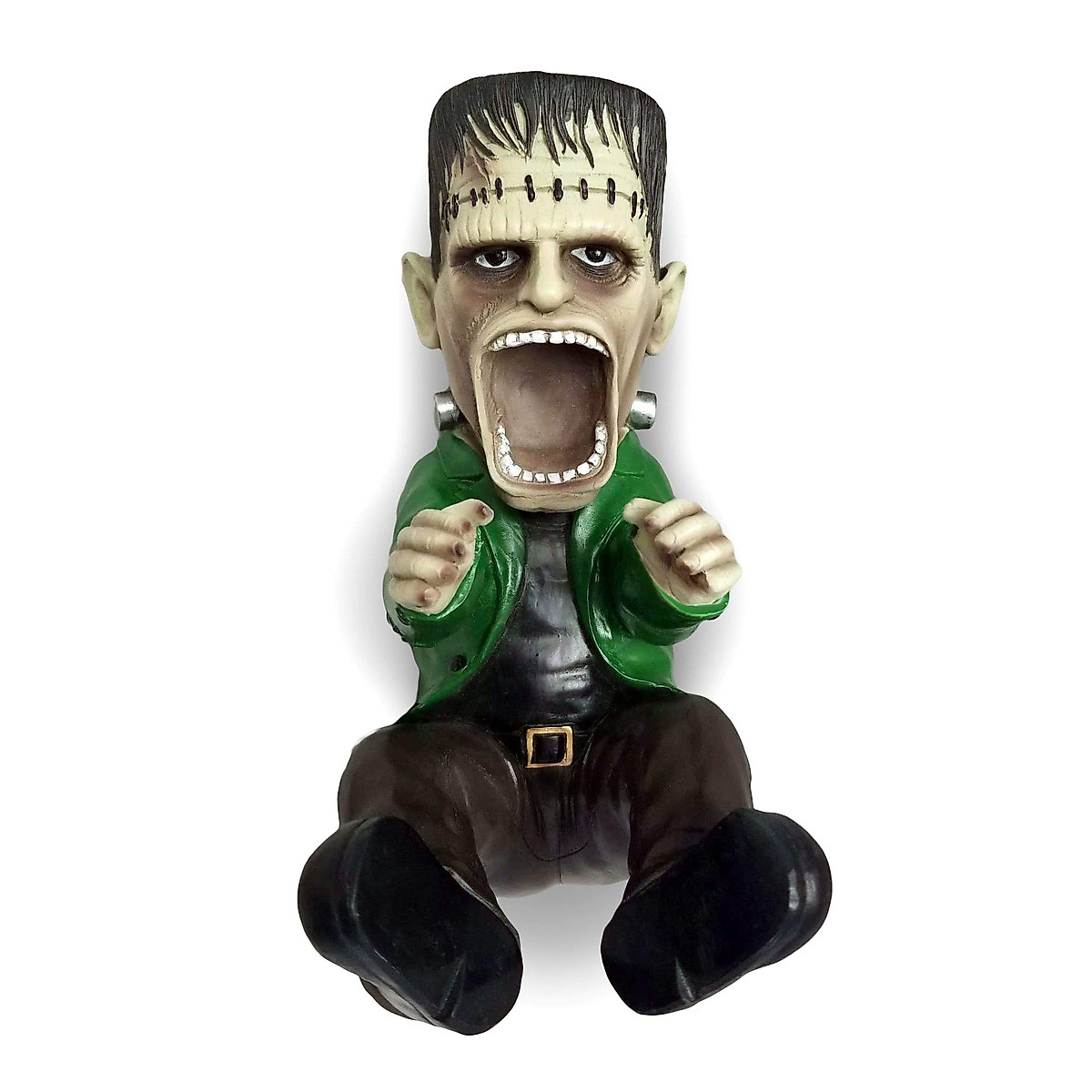 DWK Frankenstein Wine Bottle Holder | Countertop Rack Wine Holders | Horror Kitchen Wine Decorations Theme Sets | Cute Goth and Cool Mom Gifts - 10.5"