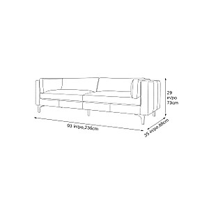 Valencia Mary Leather Couch 93" | Top Grain Nappa 11000 Leather Wide Seat, Solid Wood Frame, Plush Cushioning, Top-Stitched French Seams, Saddle Tan