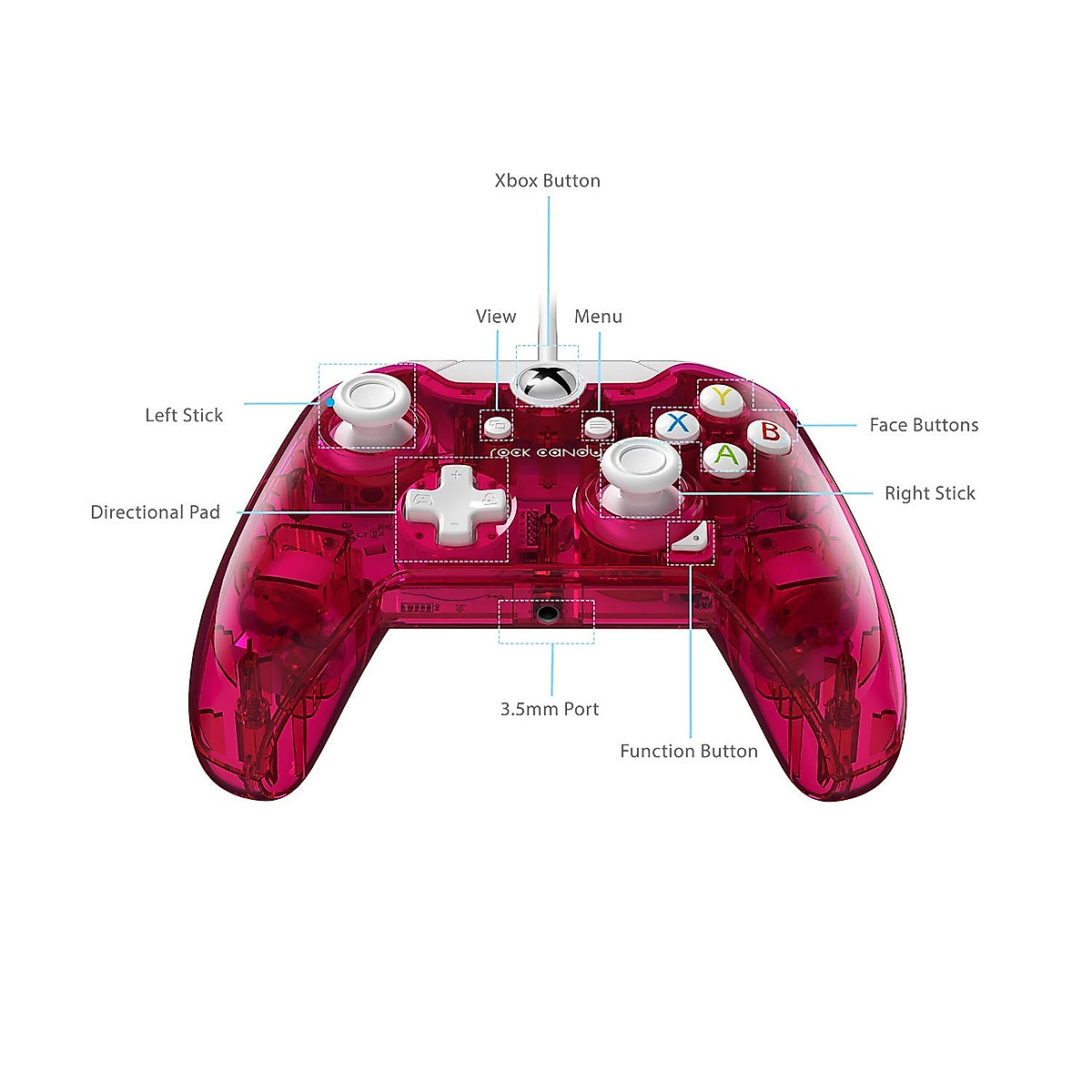 PDP Rock Candy Wired Controller for Xbox One - Cranblast, 048-142-NA-MA - Xbox One