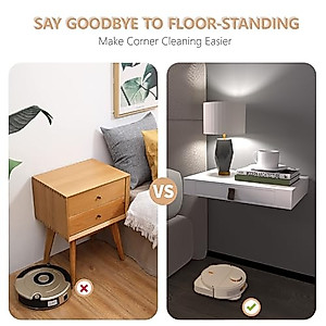 Bloddream Floating Shelf with Drawer, 16", White