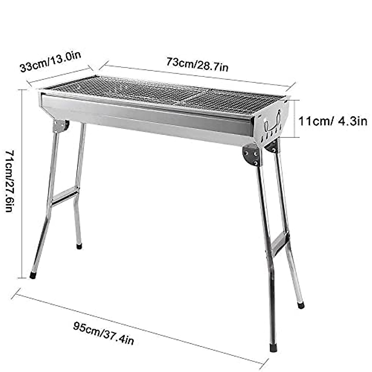 Uten Portable Charcoal Grill, Stainless Steel Folding BBQ Grill and Smoker, Barbecue Grill for Outdoor Cooking Camping Hiking Picnics Garden Beach Party BBQ Tools (Large)