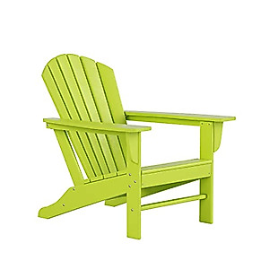 WO Outdoor Furniture Adirondack Chairs, Weather Resistant, Premium Quality HDPE Plastic for Patio, Garden, Backyard, etc, Lime Green