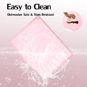 Silicone Kids Placemats, Non-Slip Portable Montessori Placemats for Kids Baby Toddlers Table Setting Mats, Reusable Dining Food Mat, 2Pack, Pink&Baby Blue