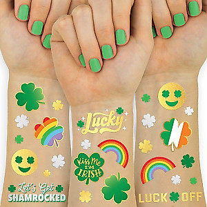 xo, Fetti St Patricks Day Temporary Tattoos - 54 Glitter Styles | Shamrock Supplies, Kiss Me I'm Irish Party, St Patty's Day, Leprechauns Arts and Crafts