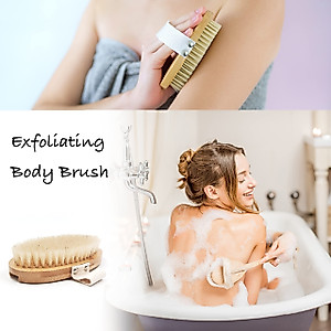 All Natural Soap and Dry Brushing Body Brush Gift Set for Lymphatic Drainage | Boar Bristle | Exfoliating Shower Brush, Facial Cleansing Brush, Massager Brush Cellulite | Face Beauty Bar, Loofah Soap