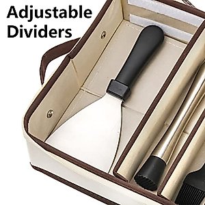 Hiceeden Flatware Utensil Storage Case Box, 6 Adjustable Compartment Silverware Organizer with Zipper Lid and Handles, Cutlery Storage Container for Spoon, Fork, Knife, Chopstick Oraganizing