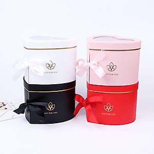 Xixcherg Heart-Shaped Paper Mache Boxes for Packaging, Luxury Flower Cardbord Boxes with Lids and Ribbons, Ideal for Crafting & Storage Accessories Cosmetics Jewelry Gifts Home (Red)