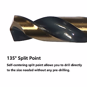 VALYRIANTOOL 6PCS 3/8" HSS Black Gold Twist Drill Bits Set, 135 Degree Split Point, Jobber Metal Drill Bit, General Purpose for Use in Mild Steel, Copper, Aluminum, Zinc Alloy, Wood, and Plastic