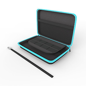 amCase Hard Carrying Case Compatible with Nintendo 2DS XL with 8 Game Cartridge Holders with Zipper Protective Travel Case (Black)