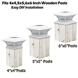 SIEDiNLAR Solar Post Lights Outdoor Glass LED Fence Cap Light 2 Modes for 4x4 5x5 6x6 Posts Patio Deck Garden Decoration Warm White/Cool White Lighting White (1 Pack)