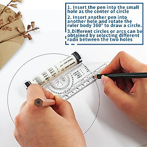 2 Pcs Plastic Measuring Rolling Ruler, 6 Inch Drawing Roller Ruler Parallel Glider Rolling Ruler Drawing Design Ruler for Measuring, Drafting