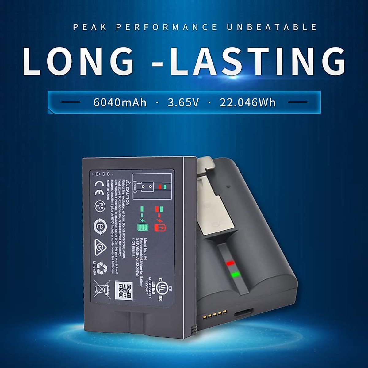 Rechargeable Lithium-Ion V4 Battery for Ring-Doorbell Camera 1/2/3/4, Upgraded Battery Compatible with Video Doorbell and Spotlight Cam Solar Stick Up Camera (2nd & 3rd Gen) 3.65V 6040mAh (1-Pack)