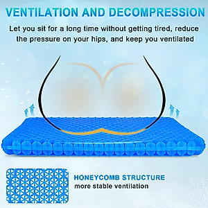 Premium Gel Seat Cushion for Sciatica Relief, Ergonomic Comfort, and Back Pain - Ideal for Office, Car Seats, Truck, Gaming, Wheelchairs - Comfort Cushion with Memory Foam Support