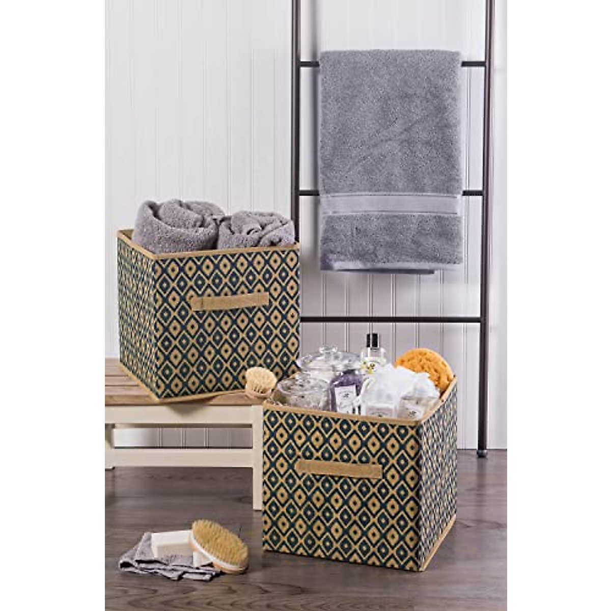 DII Non Woven Polyester Ikat Storage Bin, 11x11x11 (2), Green