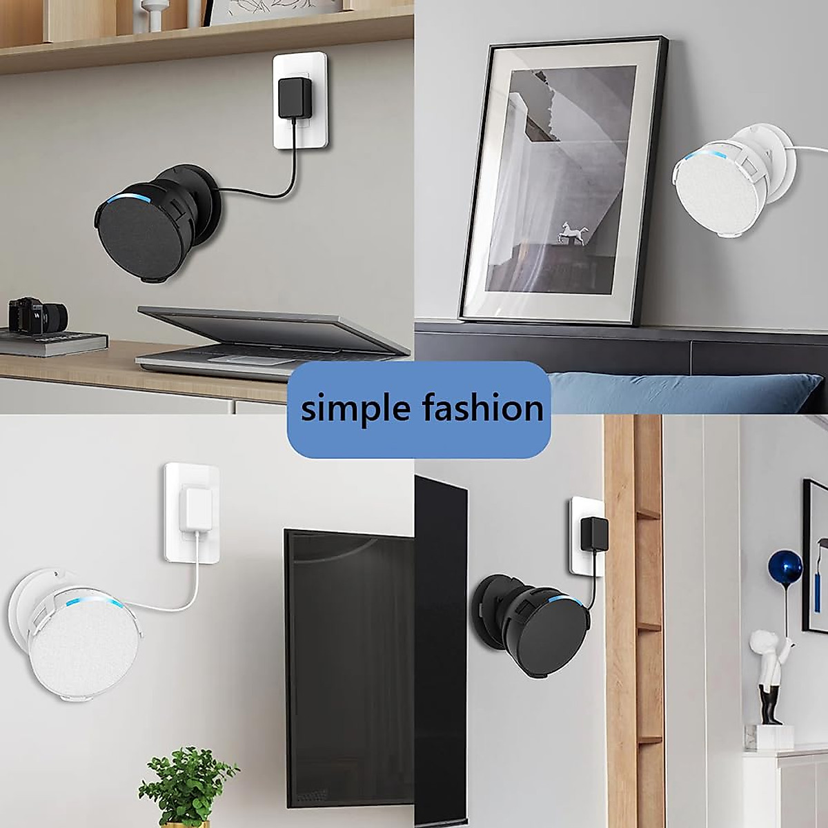 sikiwind Smart Speaker Holder, Wall-Mounted Speaker Holder Bracket Space Saving Speaker Box Storage Rack Prevent Falling Home Decoration Built-in Cable Management for Amazon Echo Pop