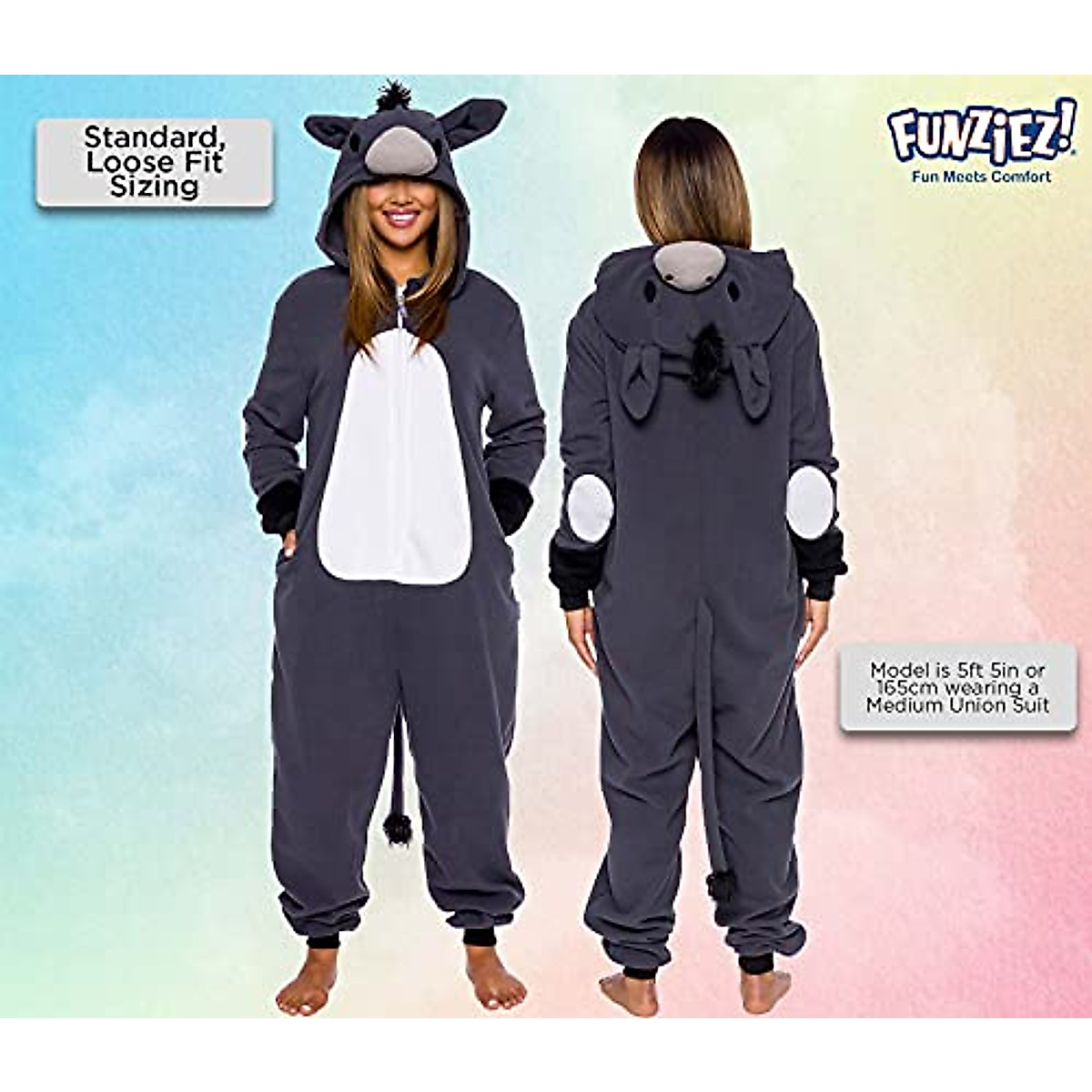 Funziez! Slim Fit Donkey One Piece - Plush Adult Animal Costume Jumpsuit