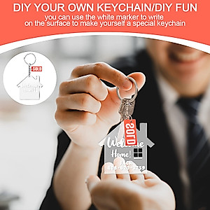 Inbagi 12 Sets House Acrylic Keychain Real Estate Agent Keychain Clear Blank DIY Keychain New Home Keychain Welcome Home Housewarming Gift for Real Estate Agent Supplies, Gifts