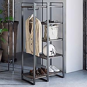 ZINUS Brock Etagere Bookcase with Hanging Storage / 4-Shelf Bookcase / Metal Frame / Solid Acacia Wood / Easy Assembly